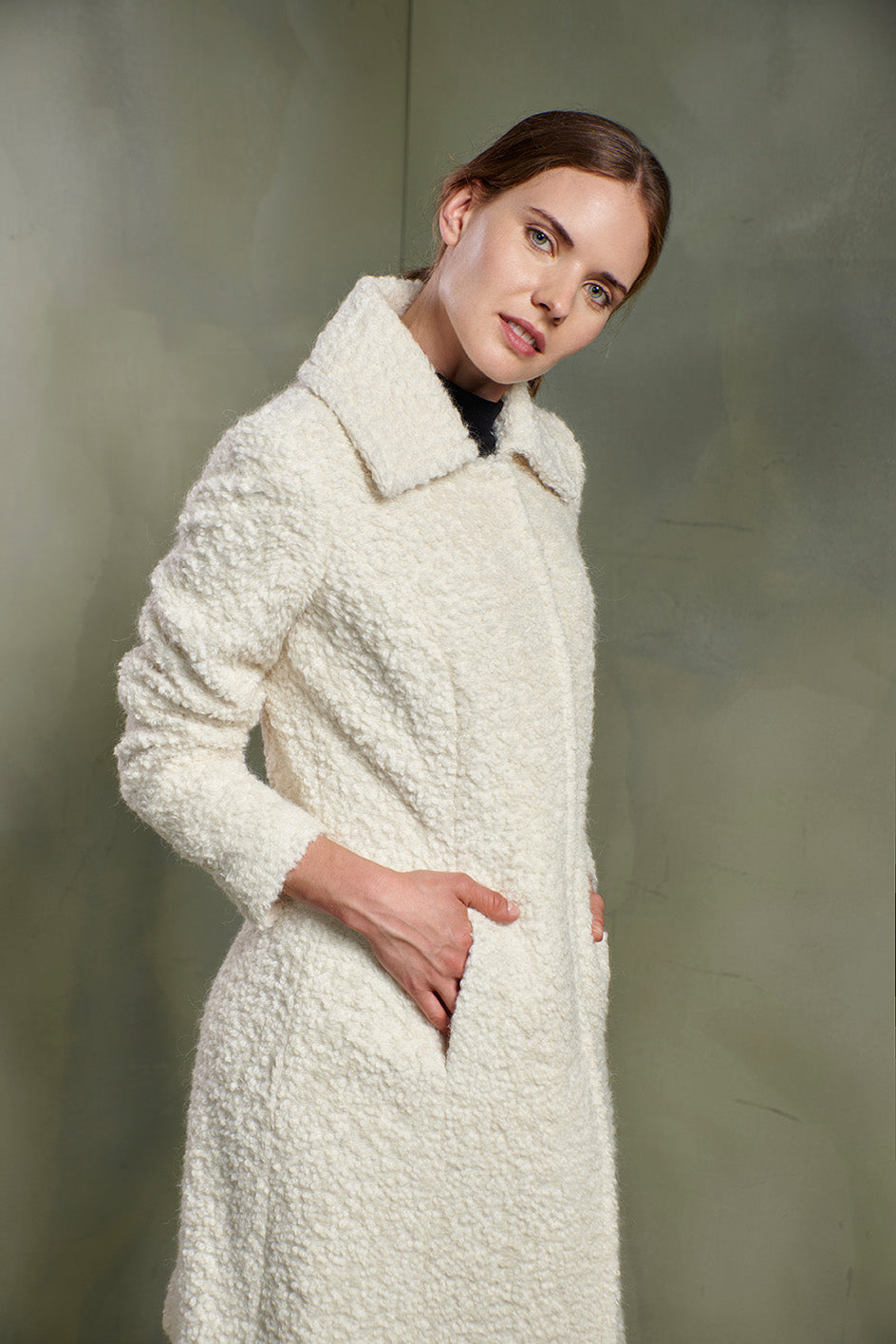 Abrigo Tasty De Alpaca Suri & Lana Color Ecru