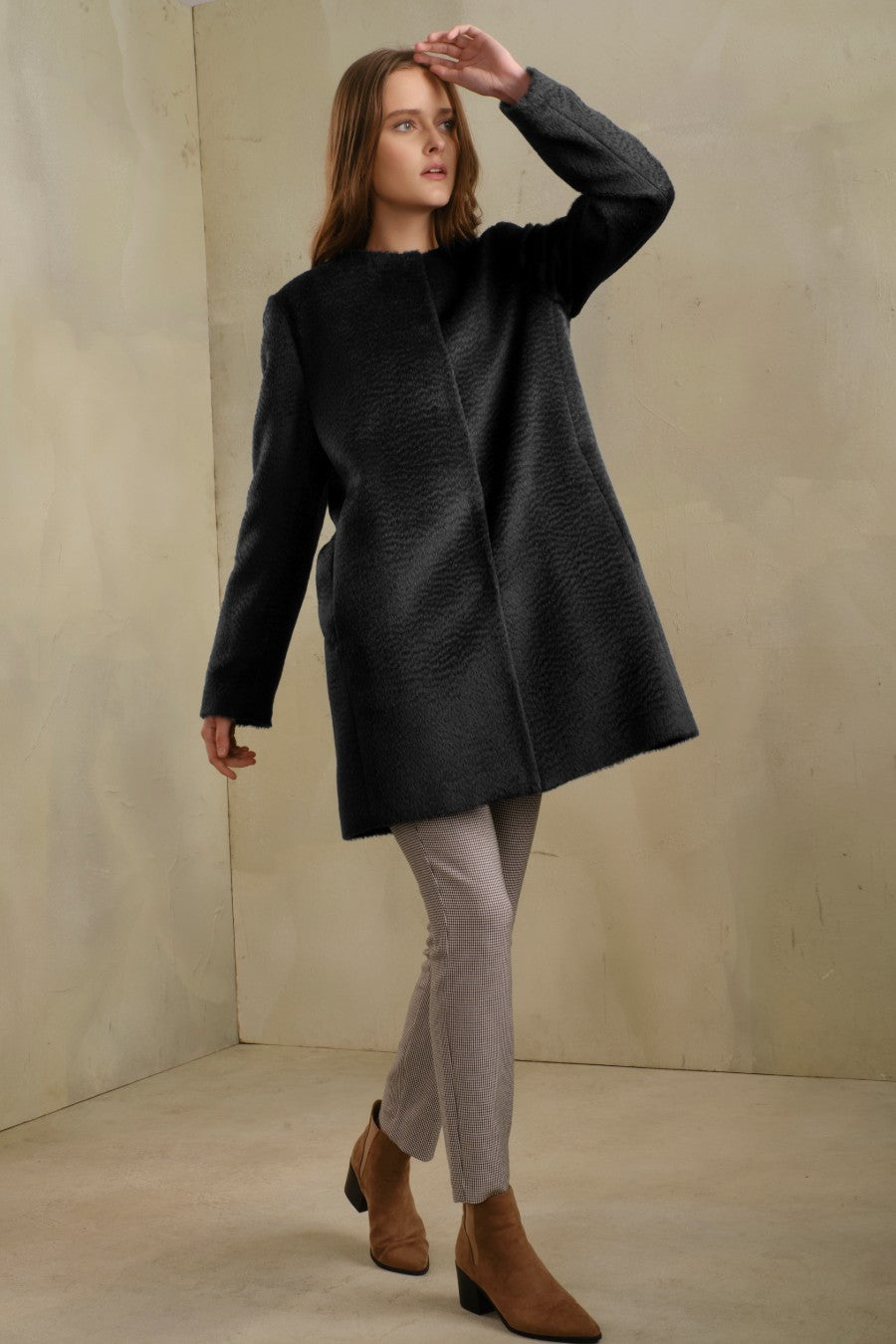 Abrigo Thea De Baby Alpaca Suri Color Black