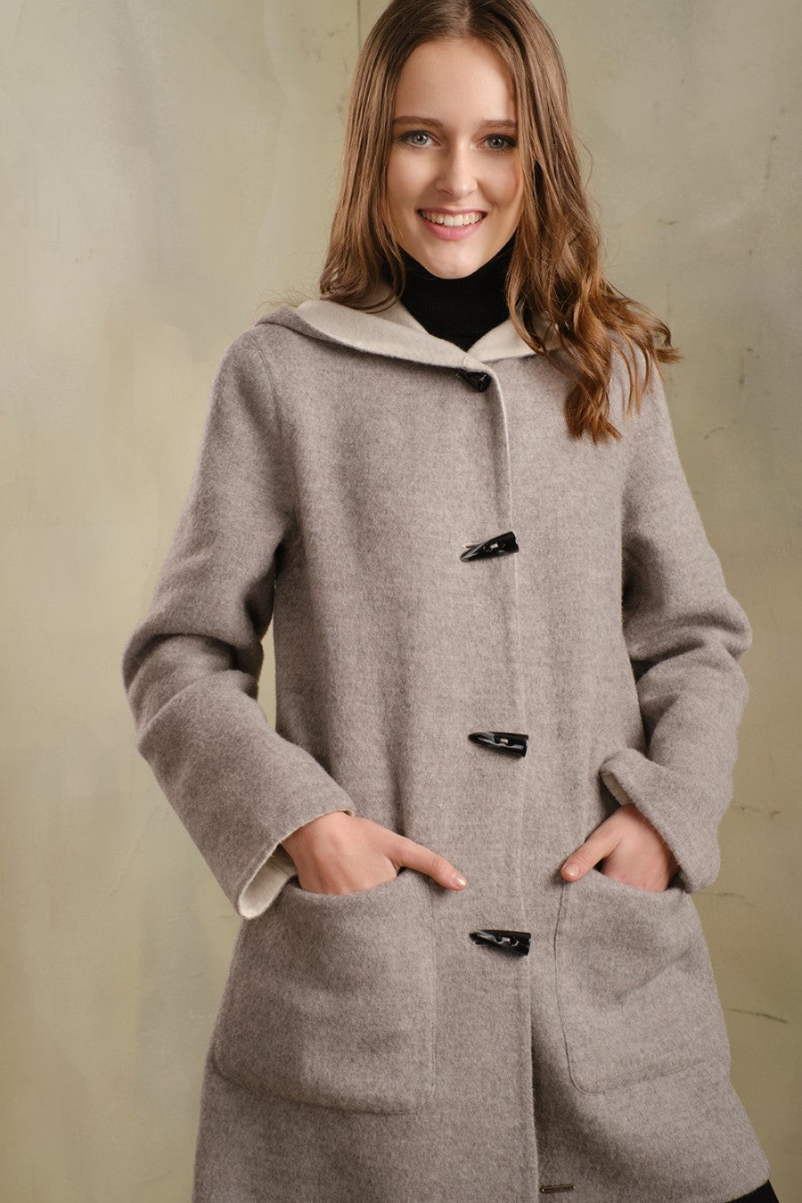 Abrigo Anastasia De Baby Alpaca & Lana Color Grigio & Ecru