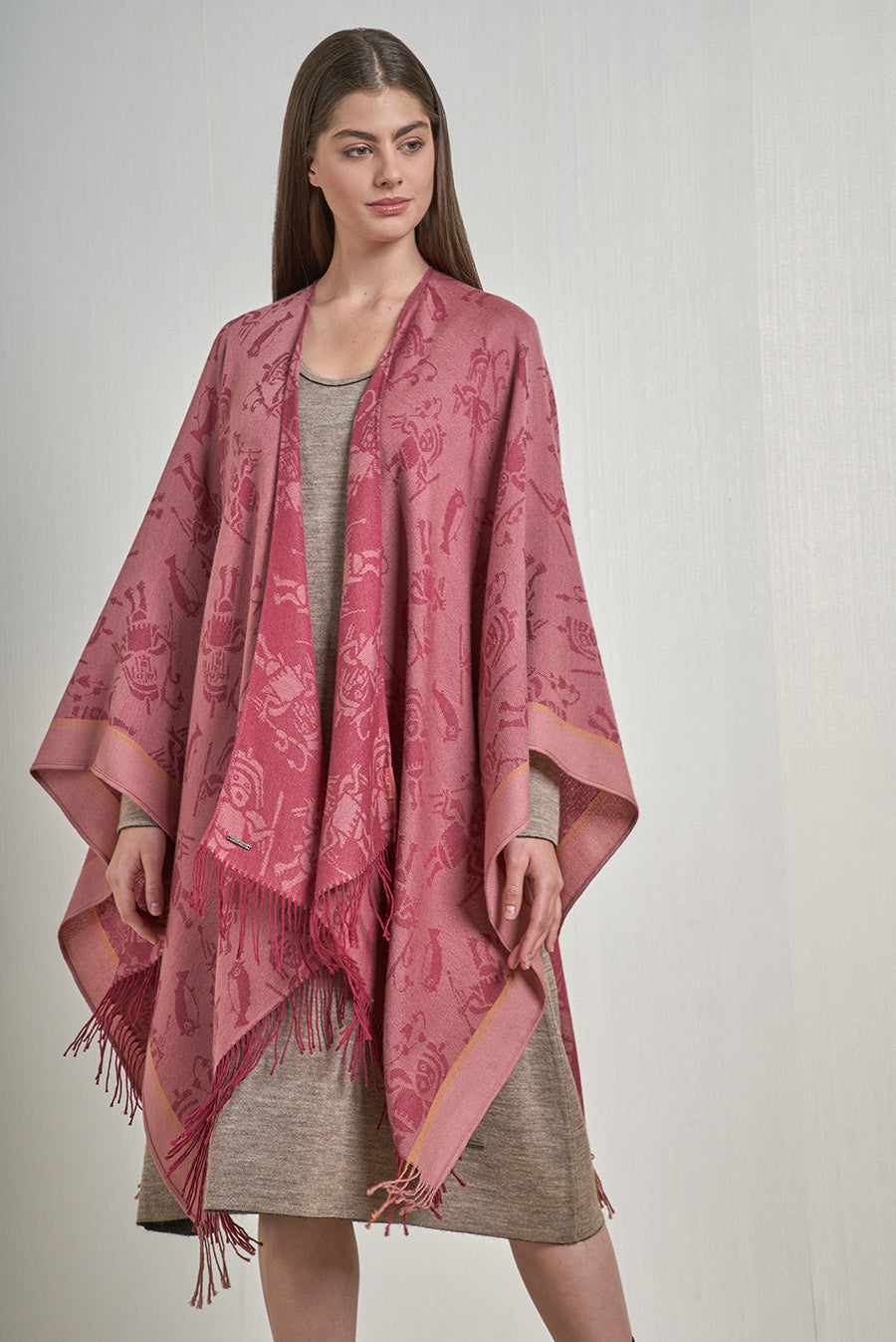 Nazca Cape - 44 Royal Alpaca Fuchsia Color