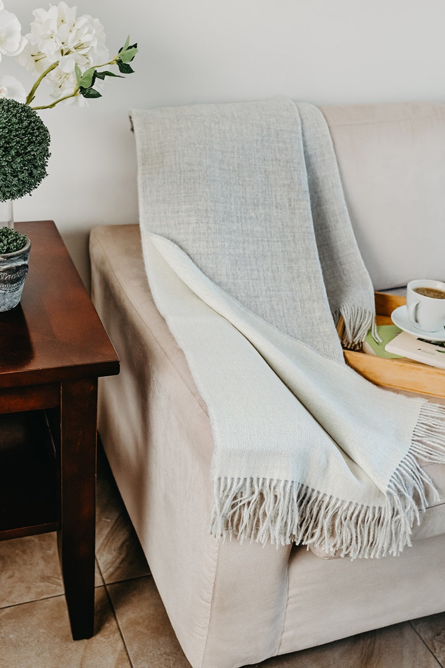 Manta Unconditional De Baby Alpaca Color Gris&Ecru